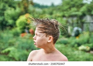 Cute Blond Babe Twists Wet Head Stock Photo 2183702447 Shutterstock