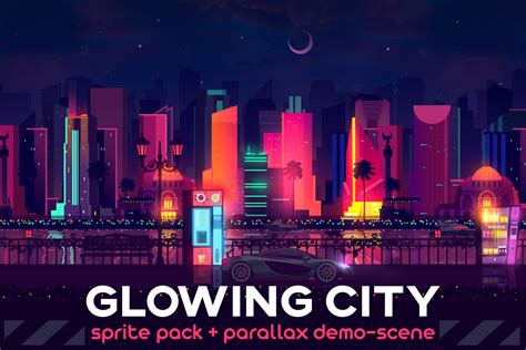 Glowing City 2d Landscape 2d Environments Unity Asset Store