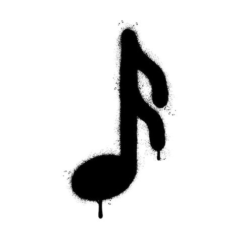 스프레이 페인트 그래피티 16번째 노트는 흰색 배경에 격리된 스프레이로 흰색 위에 검은색 스프레이가 있는 낙서 노트 음악 아이콘