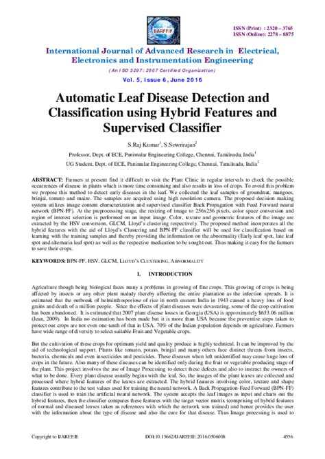 Pdf Automatic Leaf Disease Detection And Classification Using Hybrid