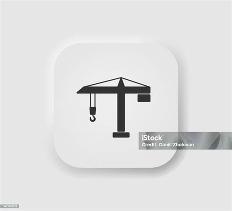 뉴모피즘 스타일의 건물 크레인 아이콘 비즈니스 Ui Ux에 대 한 아이콘입니다 건설 기호입니다 타워 크레인 워크 플로우 부동산