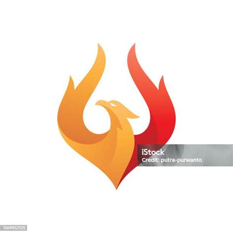 현대적인 그라데이션 상승 피닉스 로고 디자인 파이어버드 화염 불꽃 날개 벡터 아이콘 불사조에 대한 스톡 벡터 아트 및 기타 이미지 불사조 로고 위로 이동 Istock
