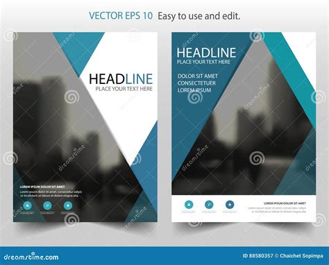 Blue Triangle Vector Brochure Annual Report Leaflet Flyer Template