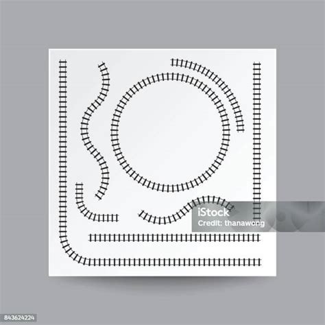 철도 곡선 직선 원 호 컬렉션 집합 일러스트 벡터 빈 흰색 사각형 종이 투명 하 고 진짜 그림자에 0명에 대한 스톡 벡터 아트 및 기타 이미지 Istock