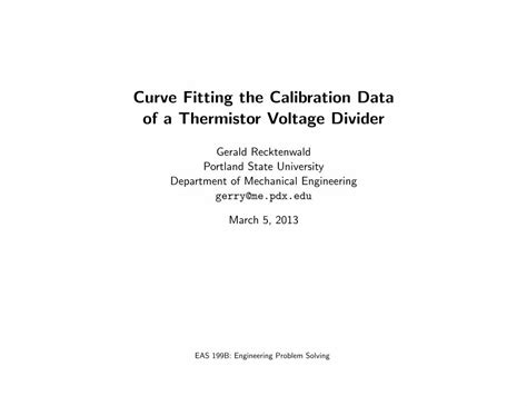 Pdf Curve Fitting The Calibration Data Of A Thermistor Voltage Web