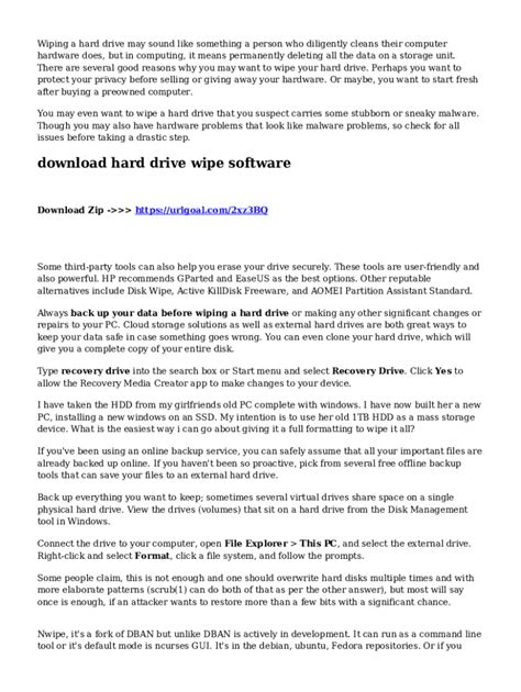 Fillable Online How To Securely Wipe A Hard Drive Windows 81 And 10
