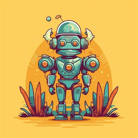 Premium Photo Cute Robot Illustration Logo
