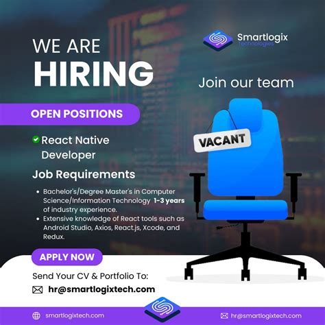 Smartlogix Technologies On Linkedin Job Title React Native Developer