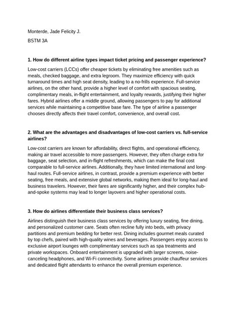 Learning Output Pdf Low Cost Carrier Airlines