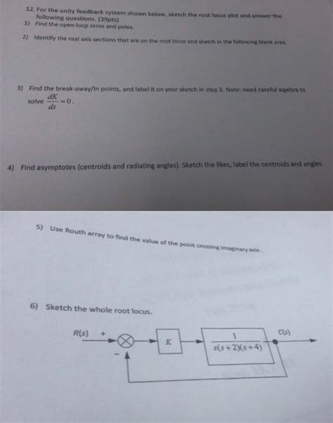 Solved For The Unity Feedback System Shown Below Sketch Chegg