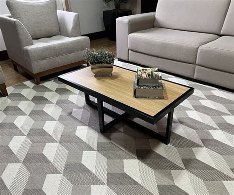 Mesa De Centro Retangular Paris Industrial Preto Com MDF Beli House