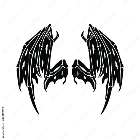Black Devil Wings Logo On White Background Tattoo Design Stencil Vector Illustration Stock
