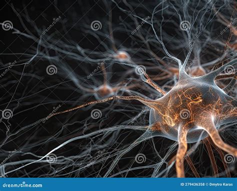 Neurons Firing Signals Across Neural Synapse Close Up Glial Cells Showing Synaptic Nerve