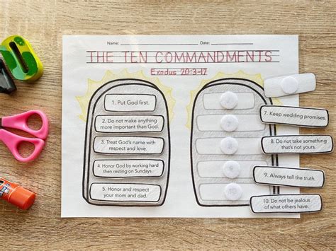 10 Commandments Puzzle Activity Printable Bible Lesson Sunday School