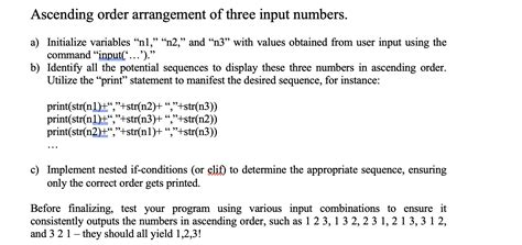 Solved Ascending Order Arrangement Of Three Input Numbers