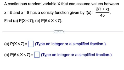 Solved A Continuous Random Variable X That Can Assume Values