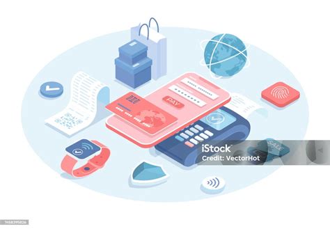 모바일 무 현금 결제 시스템 또는 스캔 Qr 코드 디지털 뱅킹 서비스 응용 프로그램 비접촉 결제 Emv 3d 디자인의 벡터