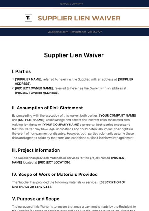 Free Supplier Lien Waiver Template To Edit Online
