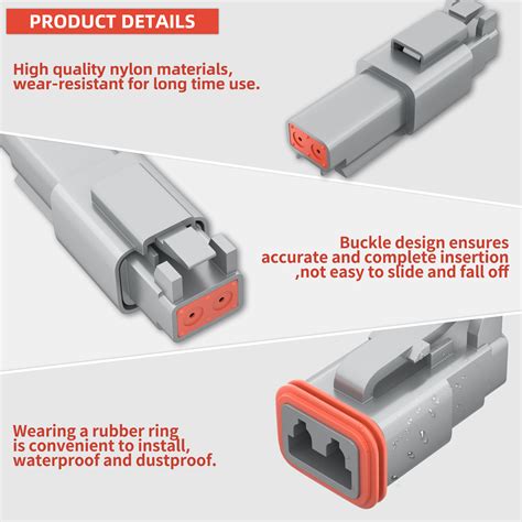 Waterproof 2 Pin Way Gray Deutsch Dt Connector Kit Daier