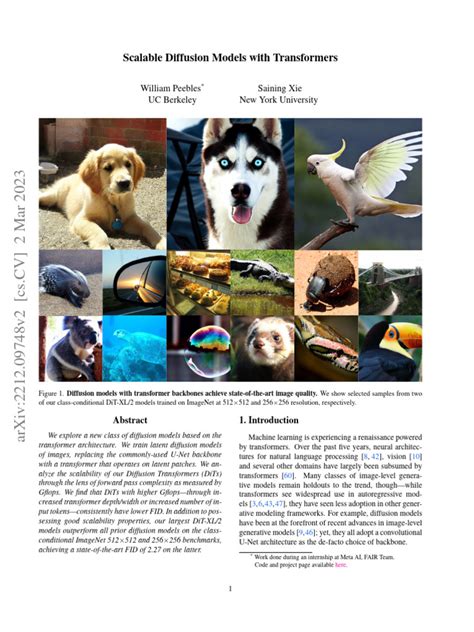 scalable diffusion models with transformers pdf learning