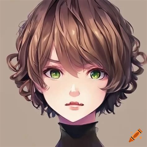 Anime Girl With Curly Brown Hair And Green Eyes