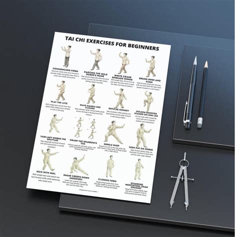 Tai Chi For Beginners Men Women Printable Poster Pdf Tai Chi Workout Chart Home Practice Etsy