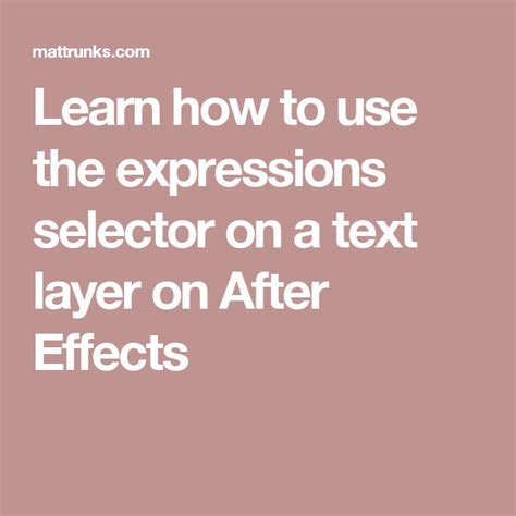 The Text Learn How To Use The Expressions Selector On A Text Layer On