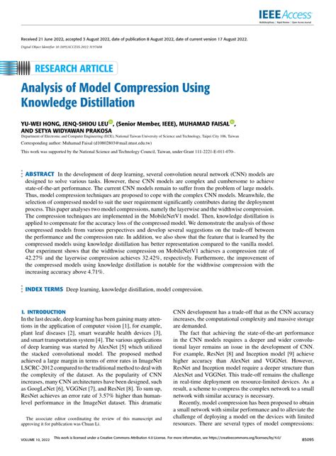 PDF Analysis Of Model Compression Using Knowledge Distillation