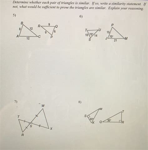 Solved Determine Whether Each Pair Of Triangles Is Similar If So