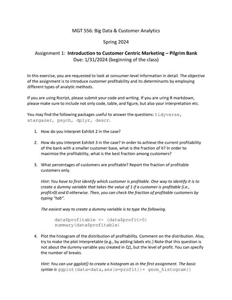Assignment 1 Big Data And Customer Analytics Mgt 556 Big Data