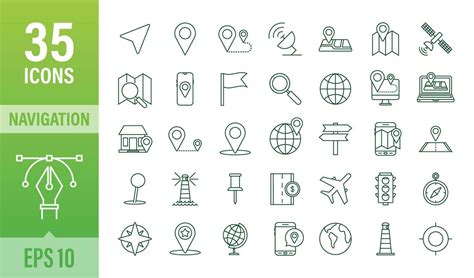 Navigation And Map Line Icons Set Vector Stock Illustration 29920229