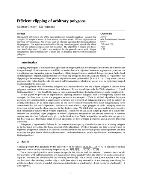 Efficient Clipping Of Arbitrary Polygons Pdf Polygon Geometry