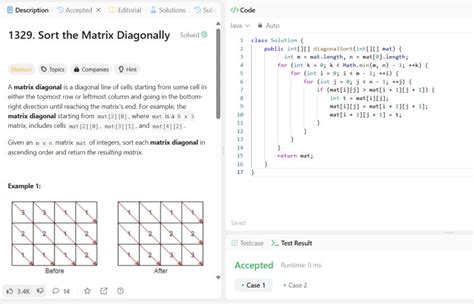 How To Sort The Matrix Diagonally Kanhaiya Soni Posted On The Topic