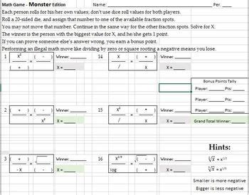 Solving For X Fractions Game By Dave Swaney TPT