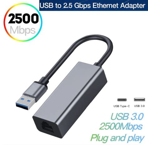 Usb 3 0 To 2 5g Ethernet Adapter Network Card Rtl8156b 2500 1000 100mbps Usb 3 1 Gigabit Rj45