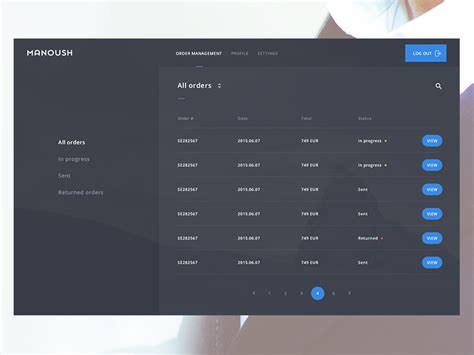 E Commerce Orders User Interface Design Interactive Design Gui Design