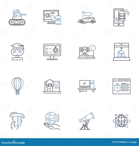 Automation Line Icons Collection Robotics Artificial Intelligence Efficiency Productivity