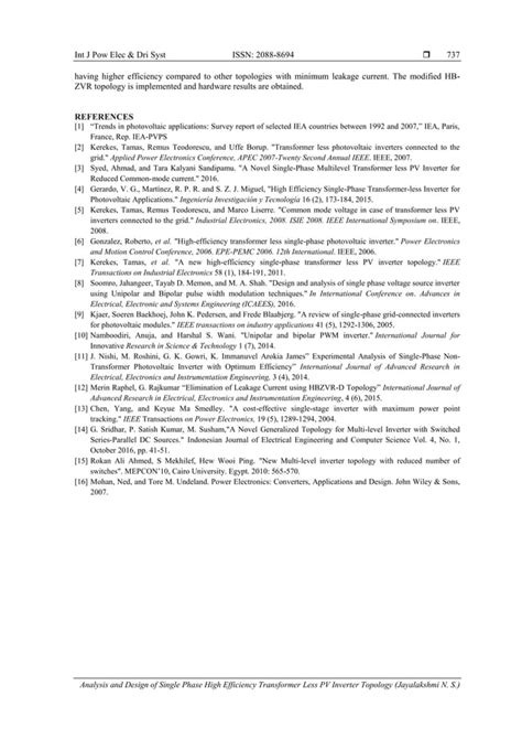 Analysis And Design Of Single Phase High Efficiency Transformer Less Pv Inverter Topology Pdf