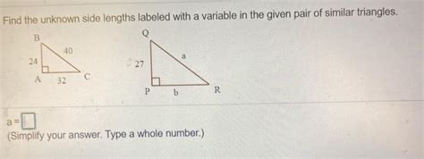 Solved Find The Unknown Side Lengths Labeled With A Variable