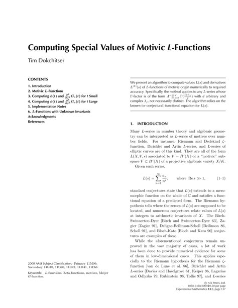 Computing Special Values Of Motivic L Functions