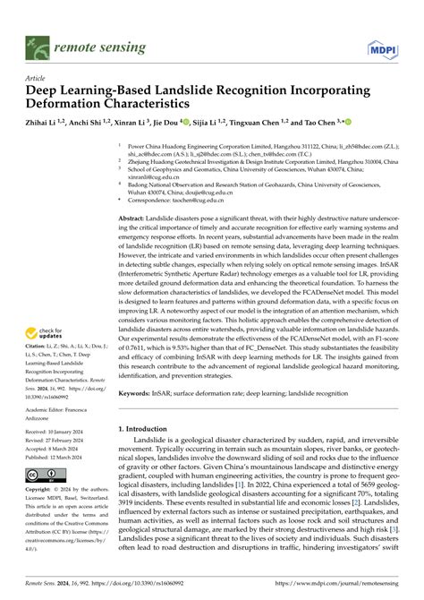 Pdf Deep Learning Based Landslide Recognition Incorporating