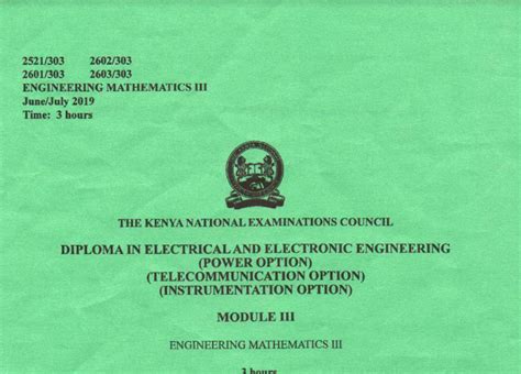 Engineering Mathematics Iii Knec Past Papers Ke
