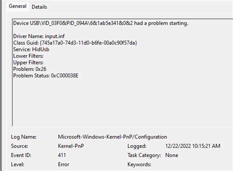 Drivers Troubleshooting Windows Event Viewer Usb Error 0x26 Status 0xc000038e Super User