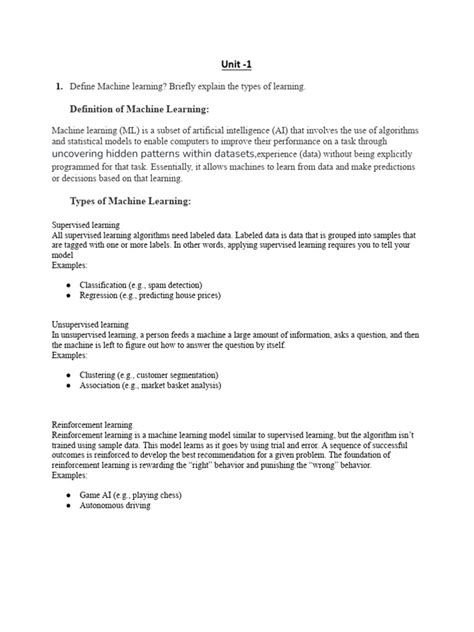 Machine Learning Question Bank Pdf Machine Learning Principal