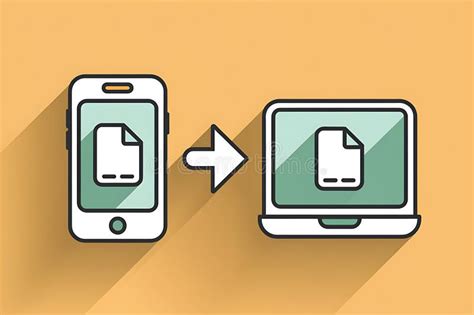 Mobile File Transfer Smartphone To Laptop Data Synchronization Stock Illustration Illustration