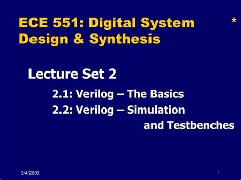 Ppt Ece 551 Digital System Design And Synthesis Powerpoint