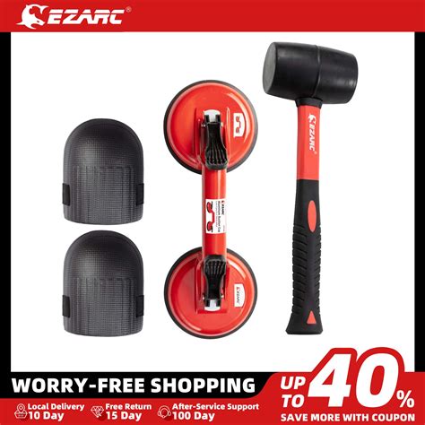 Ezarc 바닥 갭 고정 도구 라미네이트 바닥 갭 수리 키트 튼튼한 이중 알루미늄 흡입 컵 고무 말렛 무릎 패드 포함수공구 세트 Aliexpress