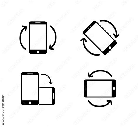 Rotate Smartphone Icon Isolated Mobile Screen Rotation Horisontal Or Vertical Rotation Icons