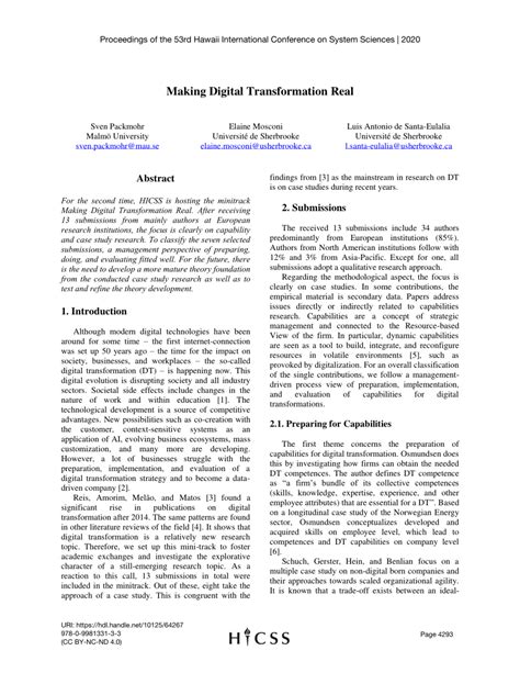 Pdf Introduction To The Minitrack On Making Digital Transformation Real