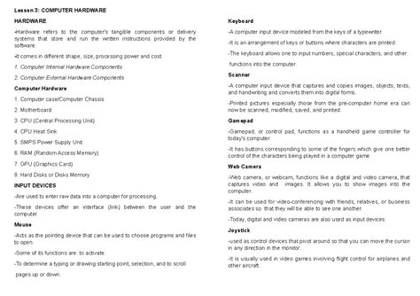 Lesson 3 Computer Hardware Lesson 3 COMPUTER HARDWARE HARDWARE Hardware Refers To The